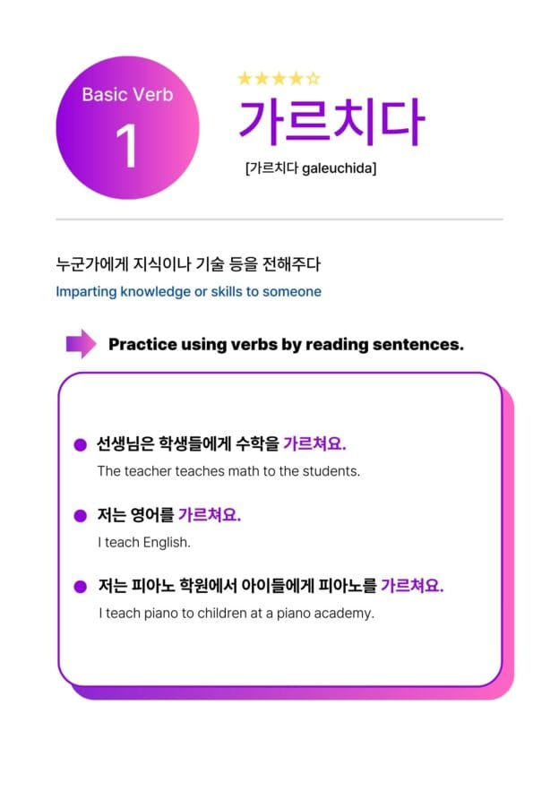 Essential Korean Verbs Book - Study with 700 Sentences